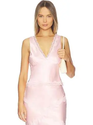 MORE TO COME Priscilla Lace Trim Top - Pink