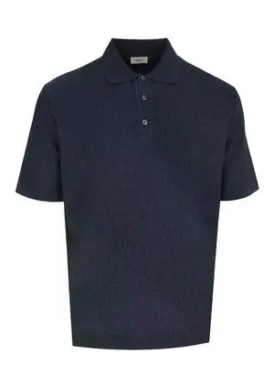 Agnona Jacquard Knitted Polo Shirt - Blue