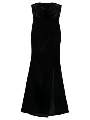 M.MARQUISE Embellished Slit Dress - Black