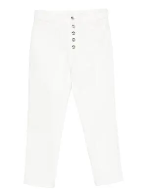 DONDUP Buttoned Denim Tapered Leg Jeans - White