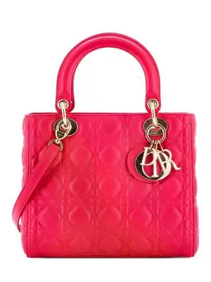 Dior Lady Bag Cannage Quilt Lambskin Medium Satchel - Pink