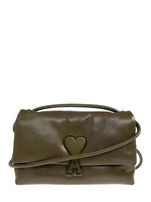 Ami Heart Logo Leather Tote Bag - Green