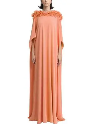 GEMY MAALOUF Floral-embellished Maxi Kaftan - Orange