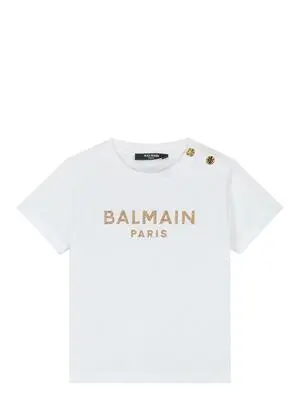 Balmain T-shirt With Logo And Button Detail - White
