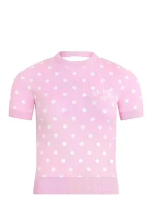 Patou Polka-dot Knitted Top - Pink