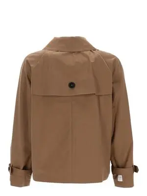 Max Mara Drip-proof Twill Short Trench Coat - Brown