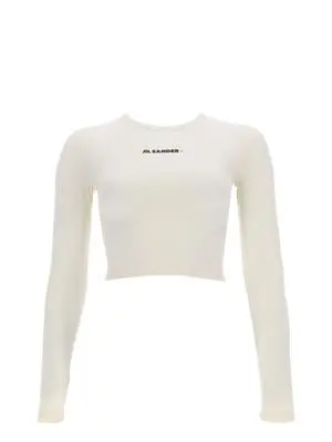JIL SANDER Cropped Top With Logo - White