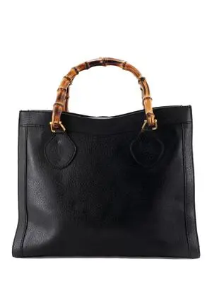 Gucci Bamboo Handle Leather Large Tote Bag - Black