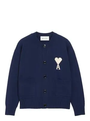 Ami Cardigan With Logo - Blue