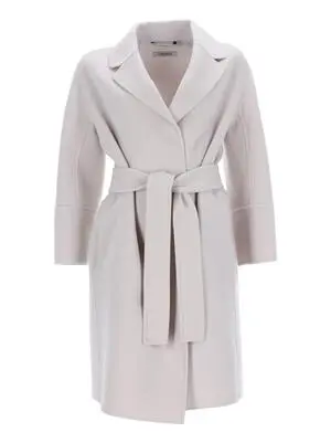 Max Mara Wool Coat With Belt - Ivory