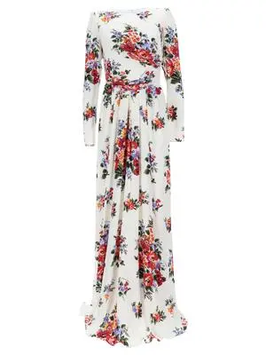 Dolce & Gabbana Long Floral Print Dress - White