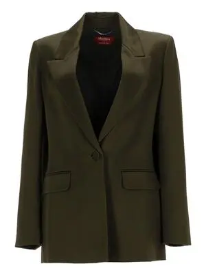 Max Mara Blazer In Envers Satin - Green