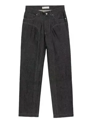 VICTOR CLAVELLY Seam-detail Straight-leg Jeans - Black