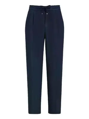 Brunello Cucinelli Garment-dyed Linen Gabardine Trousers - Blue