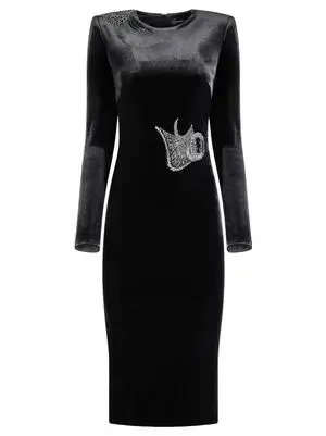 IMROSKA Self Portrait Embellished Cut-out Midi Dress - Black