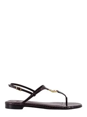 Fendi Fold Leather Thong Sandals - Purple