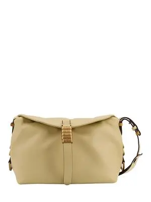 Pinko Leather Shoulder Bag With Logo Detail - Yellow