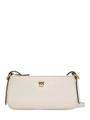 Pinko Mini Half Moon Leather Crossbody Bag - White
