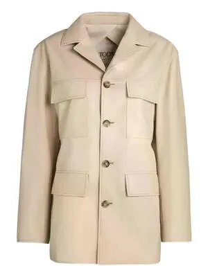 TOD'S Leather Flap-pocket Jacket - Neutrals