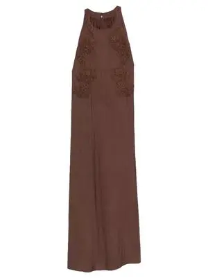ERMANNO FIRENZE Embroidered Maxi Dress - Brown