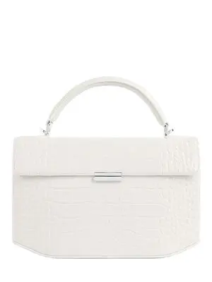 TOTEME Clip Croco-embossed Top Handle - Off-white