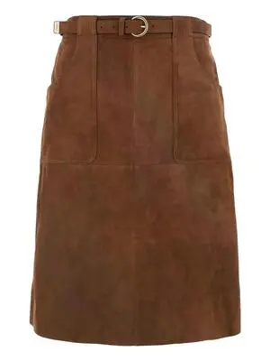 Max Mara Mstennis Belted Midi Skirt - Brown