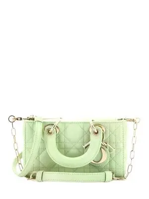Dior Lady D-joy Bag Cannage Quilt Lambskin Micro Satchel - Green