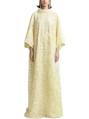 GEMY MAALOUF Embroidered Mock-neck Maxi Dress - Yellow