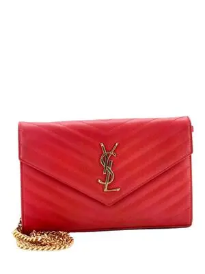 Saint Laurent Monogram Wallet On Chain Medium - Red