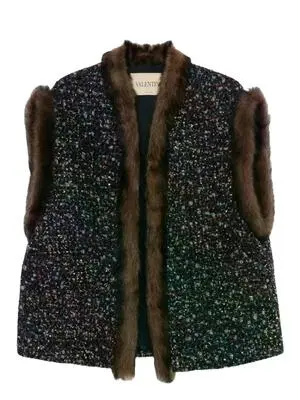Valentino Garavani Fur-trim Gilet - Blue