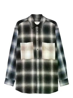 SONG FOR THE MUTE Check-pattern Chest-pocket Overshirt - Black