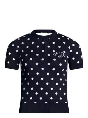 Patou Polka-dot Knitted T-shirt - Black