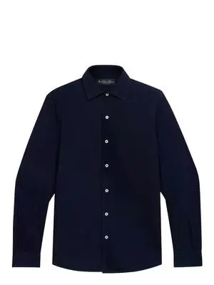 Brooks Brothers Seersucker Open Collar Shirt - Blue