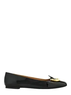 FERRAGAMO Gancini-buckle Leather Ballet Flats - Black