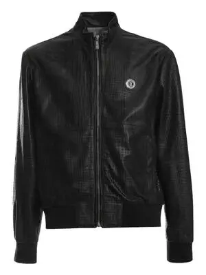 Just Cavalli Perforated Leather Jacket - Black