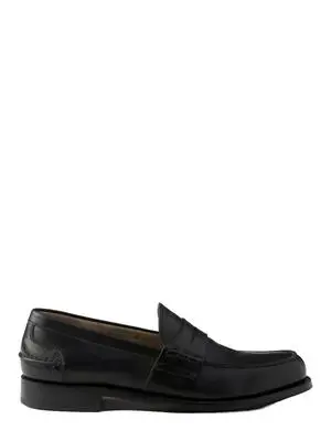 Prada Leather Loafers With Logo Detail - Black