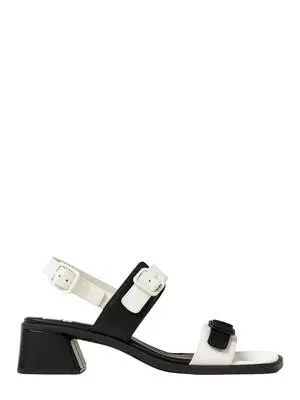 Camper Twins Block Heel Buckle Sandals - White