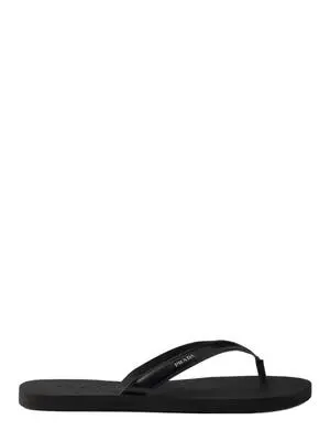 Prada Logo Embossed Sandals - Black