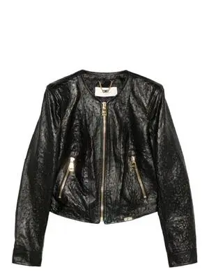 Elisabetta Franchi Zip Textured Jacket - Black