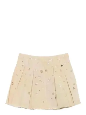 Liu Jo Mini Skirt With Bejeweled Embellishments - Neutrals