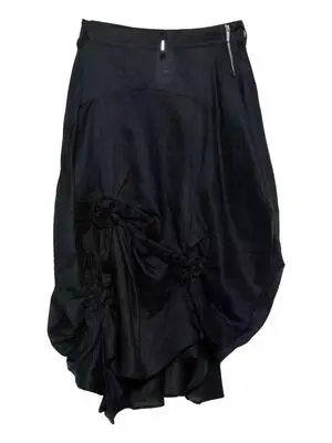 High Zip-up Midi Skirt - Blue