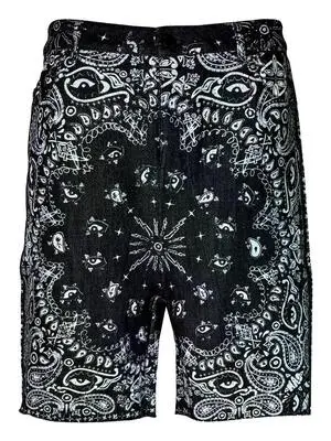HACULLA. Paisley-pattern Denim Shorts - Black
