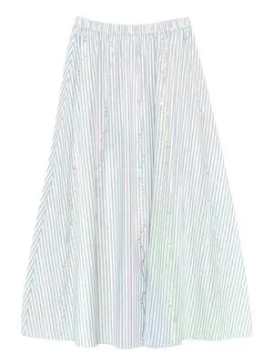 Sandro Striped Embellished A-line Skirt - White