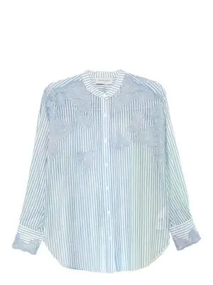 ERMANNO FIRENZE Striped Lace-detail Shirt - White