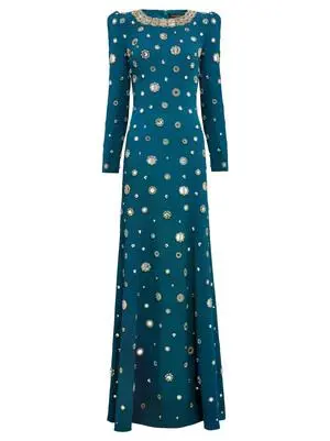 Jenny Packham Mirror-embellished Maxi Dress - Blue