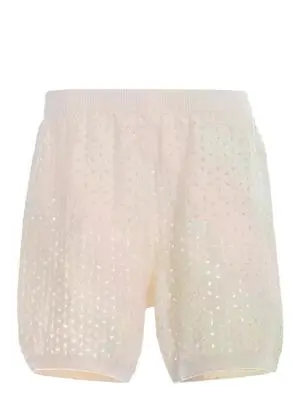 Agua Bendita Eyelet-embroidered Tailored Shorts - Neutrals