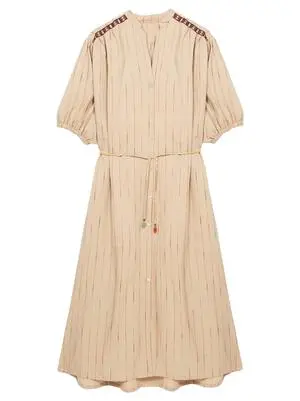 FORTELA Vera Striped Caftan Dress - Ecru