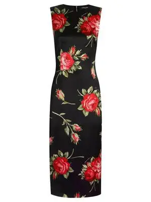 Dolce & Gabbana Floral-print Midi Dress - Black