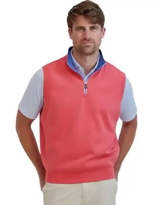 FAIRWAY & GREENE Quarter-zip Golf Vest - Coral
