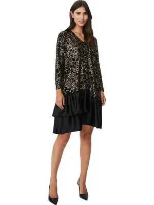 MASAI COPENHAGEN Metallic Floral Print V-neck Dress - Gold